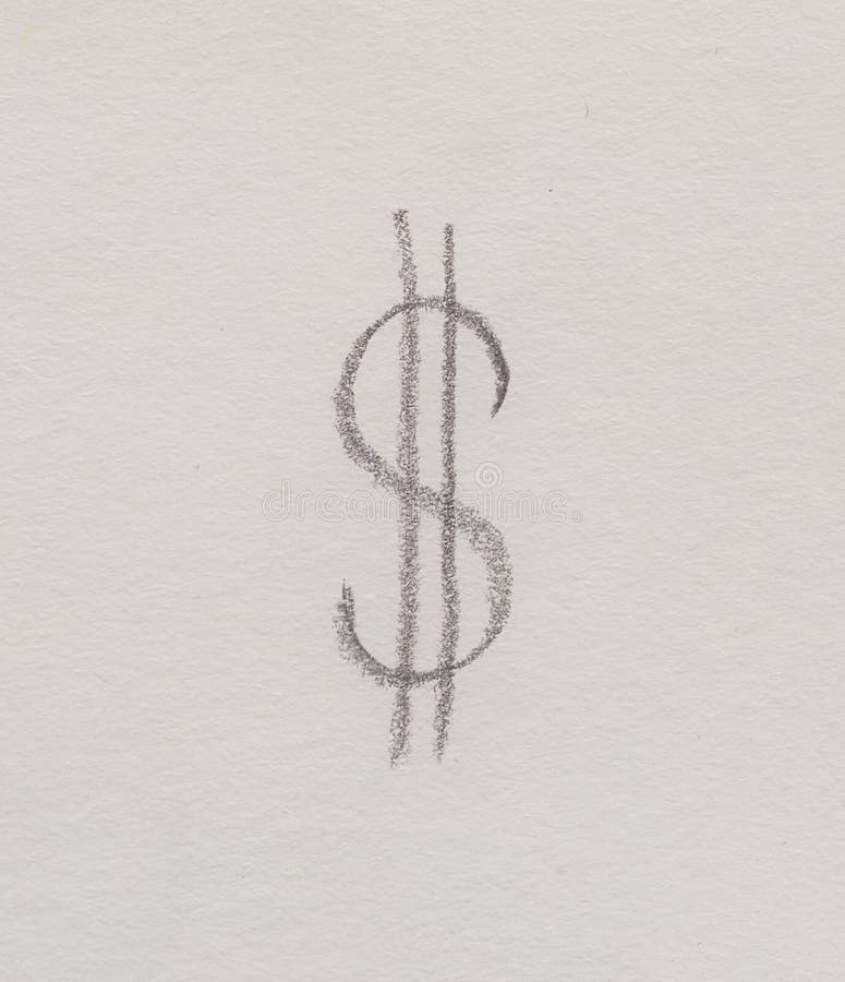 Simple American Dollar Symbol, Pencil Drawing on Abstract Background ...