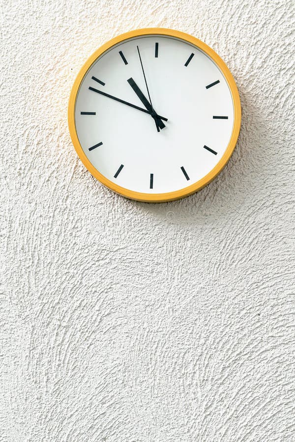 Simple Analog Clock on Wall Loft Concrete Wall Stock Image - Image of ...