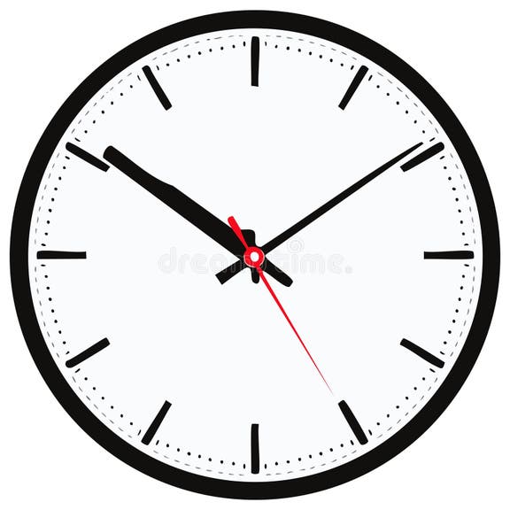 Simple Analog Wall Clock with a Black Frame and Red Second Hand, Vector ...