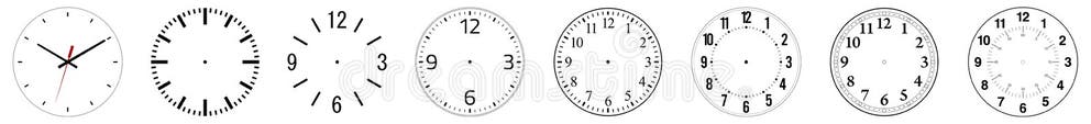 Simple Analogue Wall Clock Face, Multiple Versions Stock Vector ...