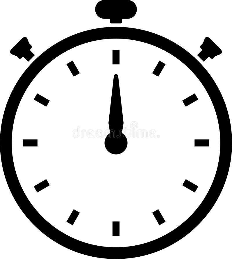 Simple Analogue Wall Clock Illustration, Black and White, with Seconds ...