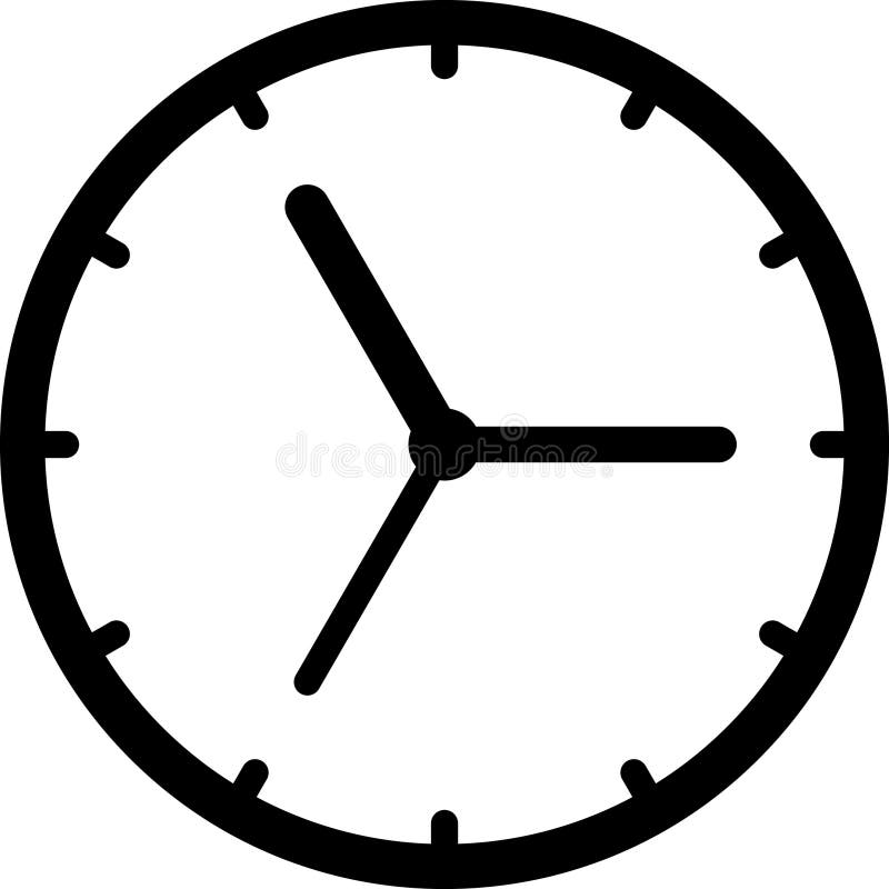 Simple Analogue Wall Clock Illustration, Black and White, with Seconds ...