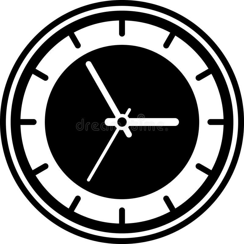 Simple Analogue Wall Clock Illustration, Black and White, with Seconds ...