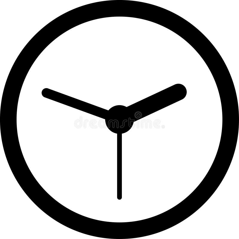 Simple Analogue Wall Clock Illustration, Black and White, with Seconds ...