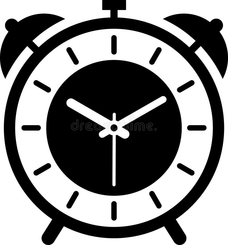 Simple Analogue Wall Clock Illustration, Black and White, with Seconds ...