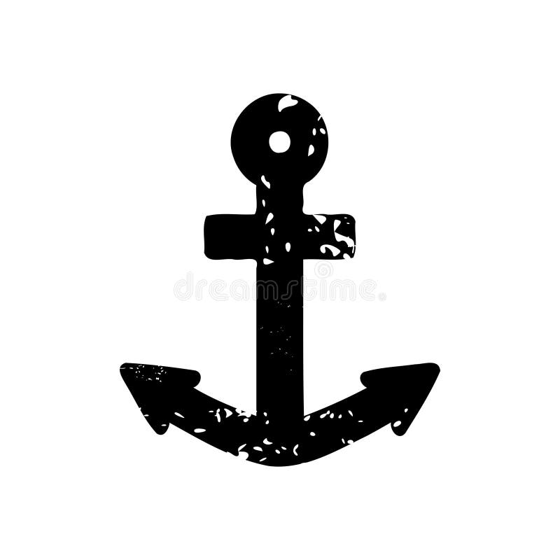 Simple Anchor Grunge Symbol Stock Vector - Illustration of theme, black ...