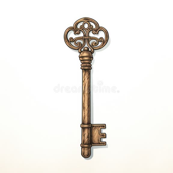 Simple Ancient Key Minimalistic Drawing AI Generated Stock Illustration ...