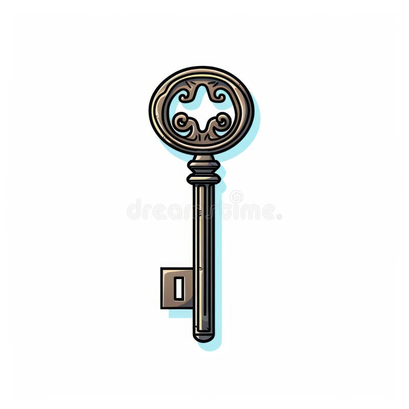 Simple Ancient Key Minimalistic Drawing AI Generated Stock Illustration ...