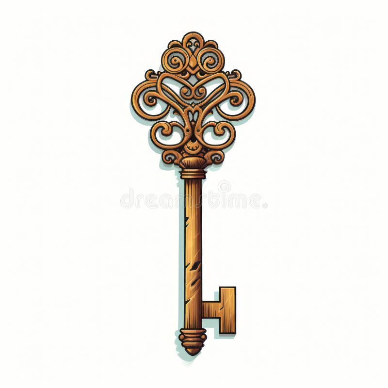 Simple Ancient Key Minimalistic Drawing AI Generated Stock Illustration ...
