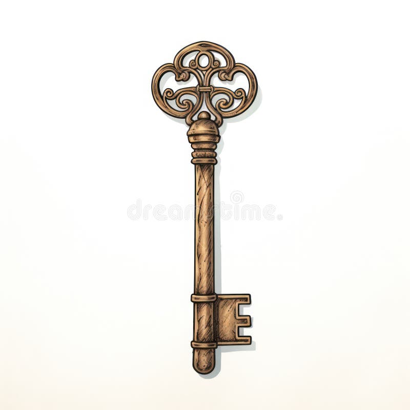 Simple Ancient Key Minimalistic Drawing AI Generated Stock Illustration ...