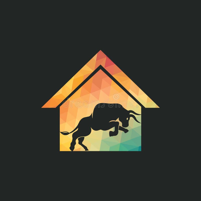 Bull House Vector Logo Design. Stock Vector - Illustration of horns ...