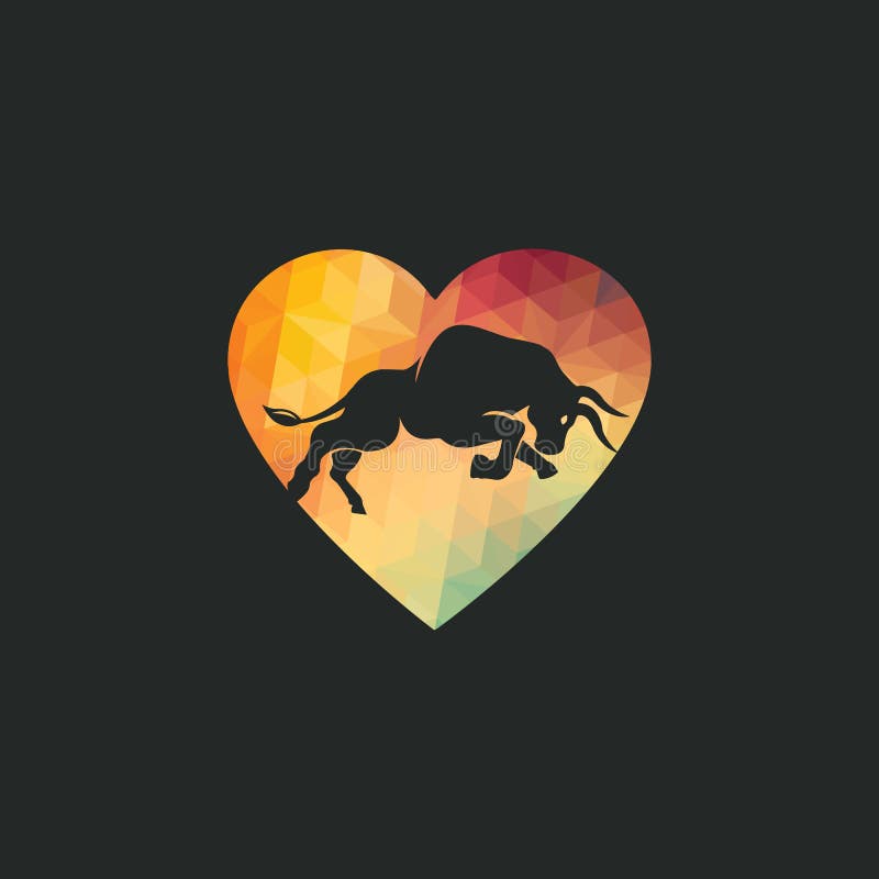 Bull Heart Shape Vector Logo Design. Stock Vector - Illustration of ...