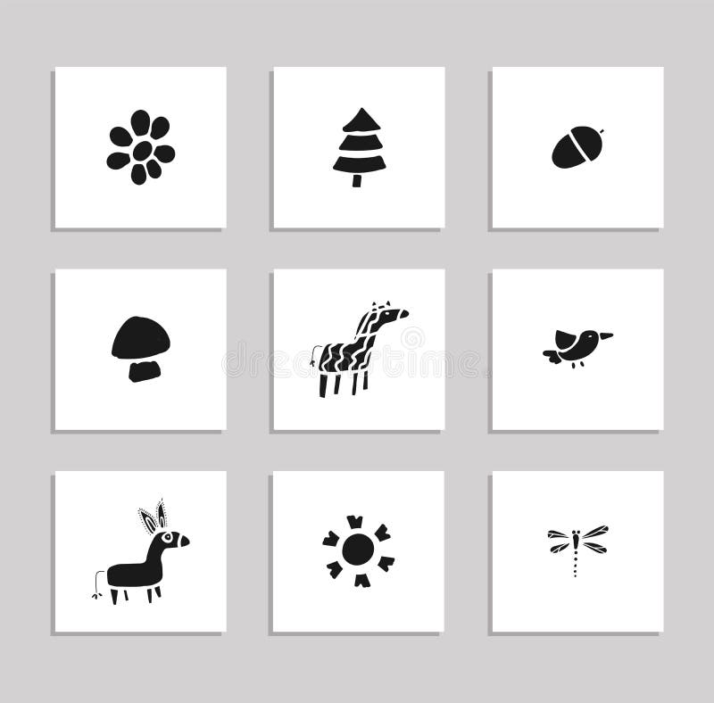 Simple Animals Vector Illustration Set Stock Vector - Illustration of ...