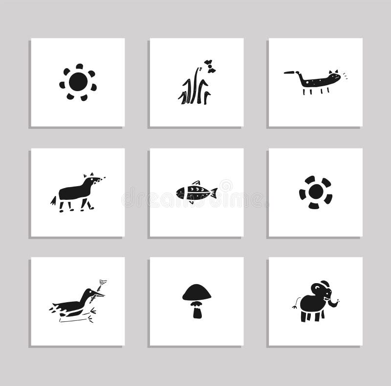 Simple Animals Vector Illustration Set Stock Vector - Illustration of ...