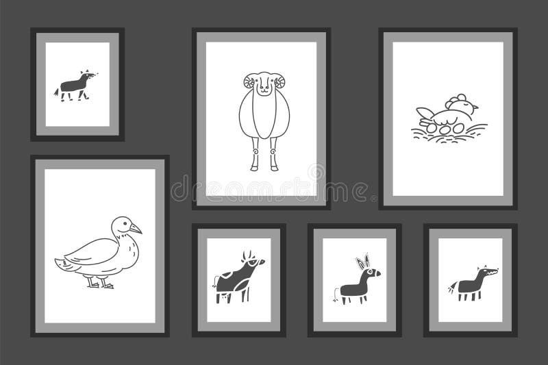 Simple Animals Vector Illustration Set Stock Vector - Illustration of ...