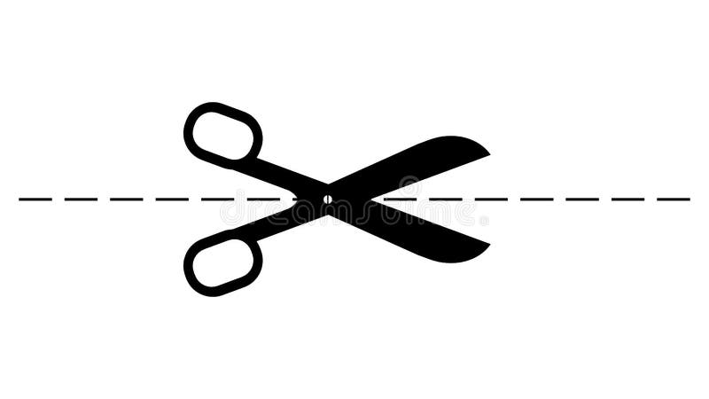 Animation of Cutting Scissors Along Dashed Line. White Background Stock ...