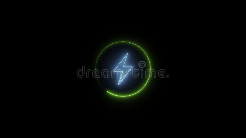 Simple Animation of Wireless Charging. Lightning Icon Glowing and Neon ...