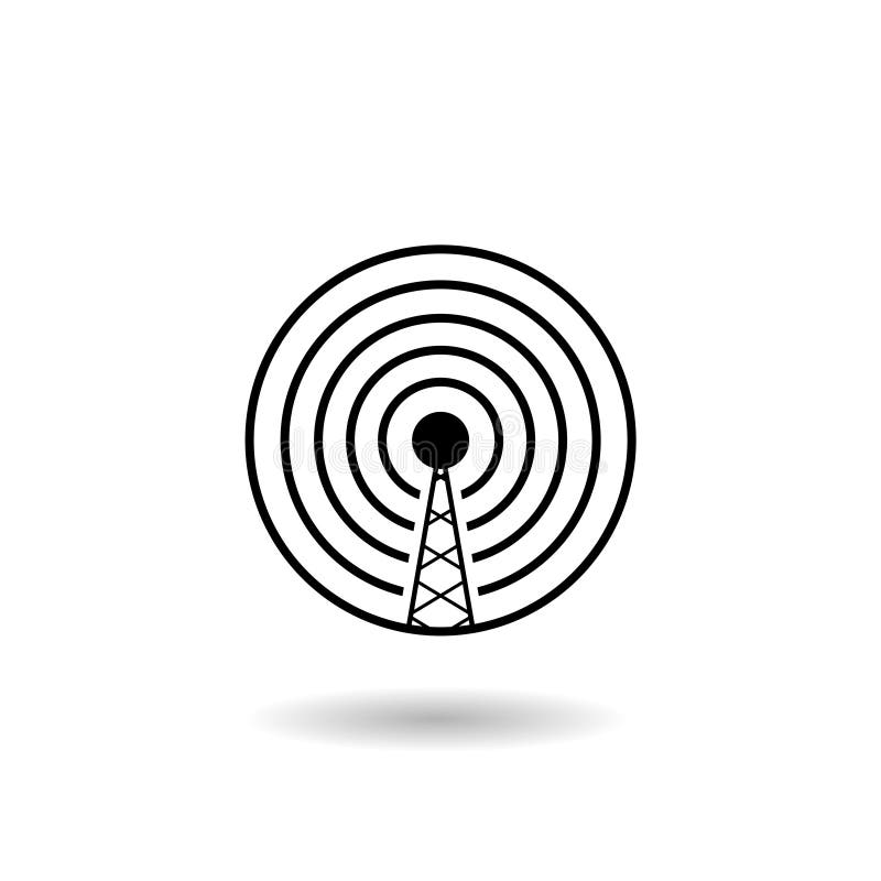 Simple Antenna Icon with Shadow Stock Vector - Illustration of cell ...