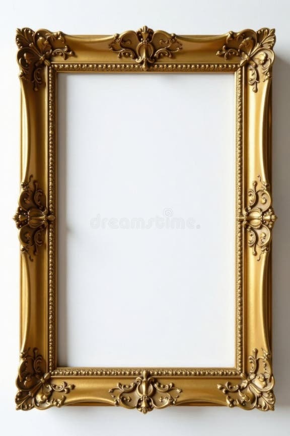Simple Antique Gold Frame Against White Backdrop , Simple, Gold Frame ...