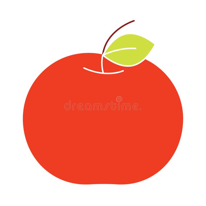 Simple Apple with Leaf. Vector Stock Vector - Illustration of harvest ...