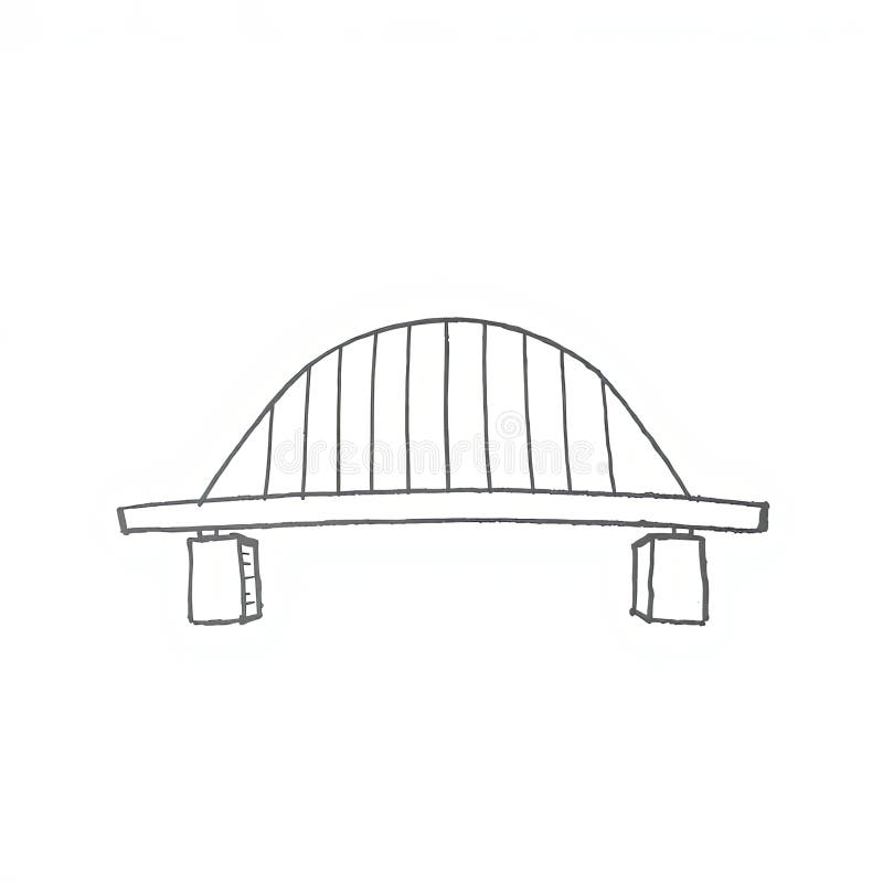 Simple Arched Bridge in Linear Style Stock Illustration - Illustration ...