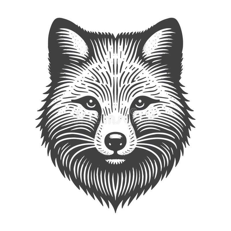 Arctic Fox Front View Vector Icon Vintage Retro Logo Illustration ...