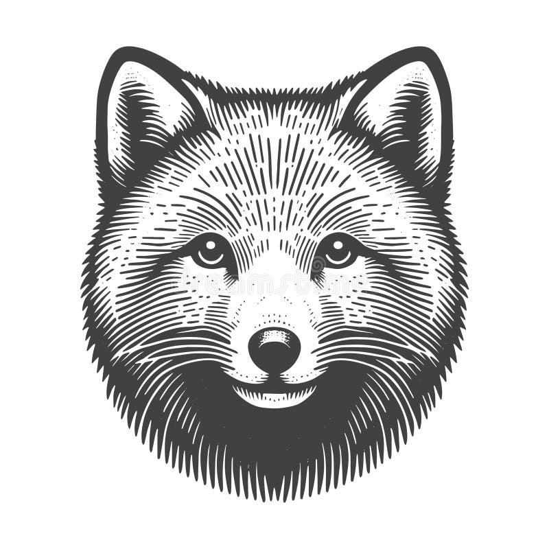 Arctic Fox Front View Vector Icon Vintage Retro Logo Illustration ...