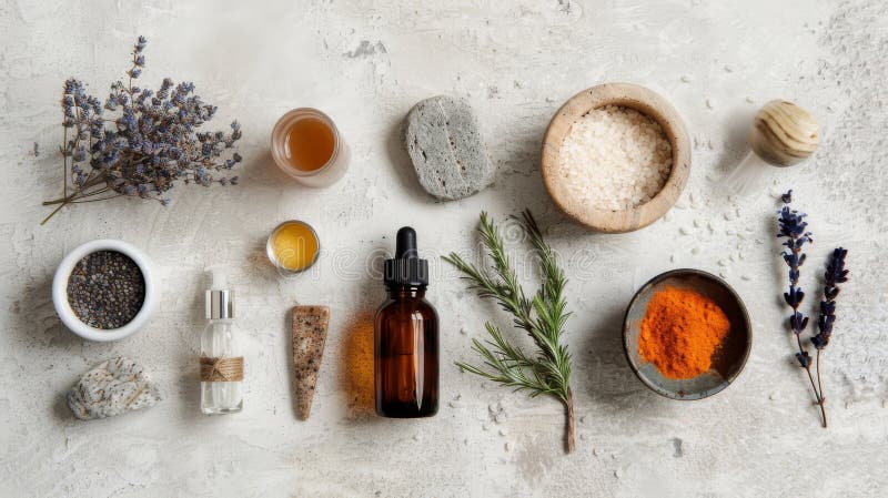 Simple Arrangement of Balanced Wellness Items Stock Illustration ...