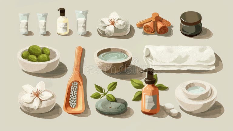 Basic Setup of Spa and Relaxation Items Stock Illustration ...