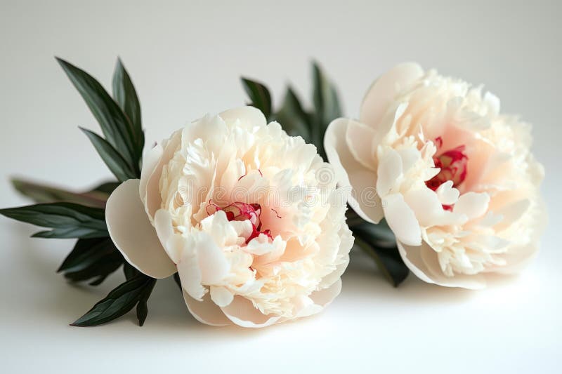 Simple Arrangement of White Flowers and Green Leaves on a Clean Surface ...