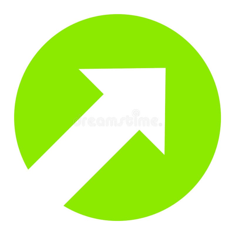 Simple Arrow Icon Showing Diagonal Up in Green Circle Stock ...