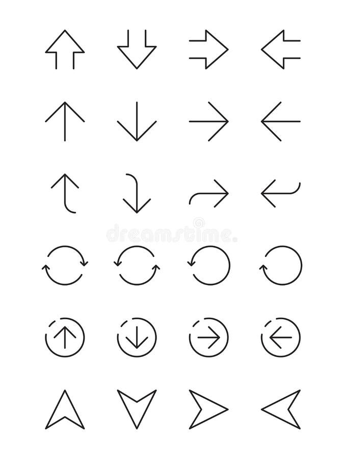 Simple Arrows. Ui Interface Navigation Thin Line Arrows Left Right Up Down Vector Infographic ...