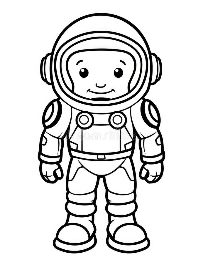 Simple Astronaut Coloring Page for Kids with only Basic Outlines a ...