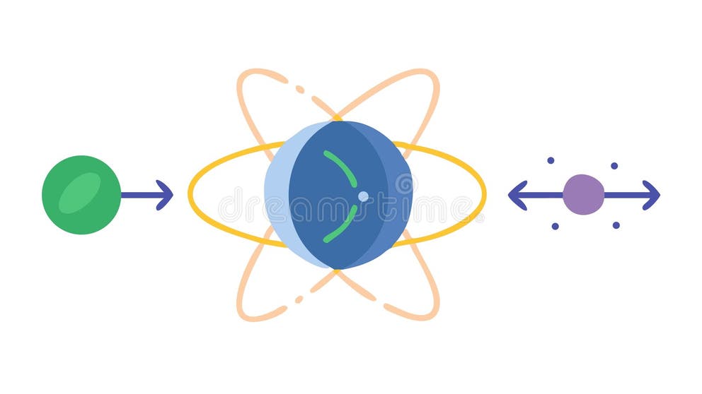 A Simple Atom Icon with a Nucleus and Orbiting Electron Paths. Vector ...