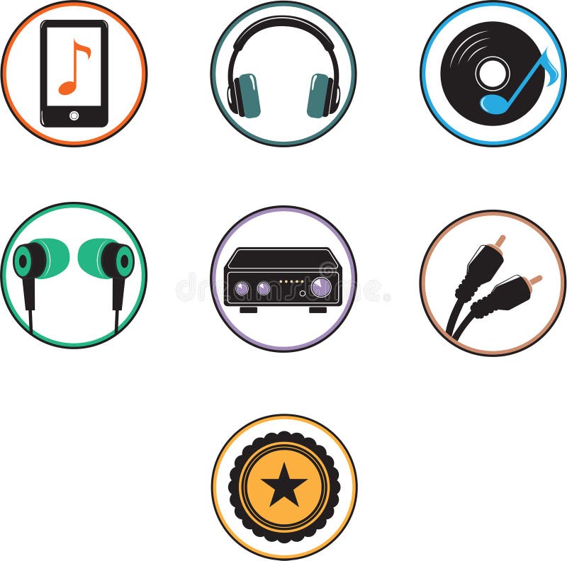 Simple Audio Application and Game Vector Icon Set Stock Vector ...