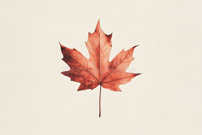 Simple Autumn Maple Leaf Illustration, Textured in Soft Brown Tones ...