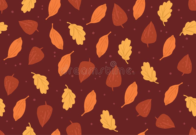 Simple Autumn Pattern in Orange Colors on Red Stock Vector ...