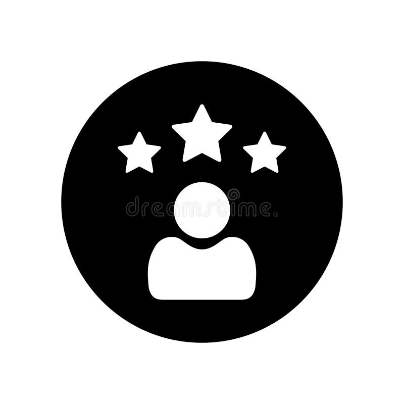 Simple Avatar Icon with 3 Stars on Black Circle Stock Vector ...
