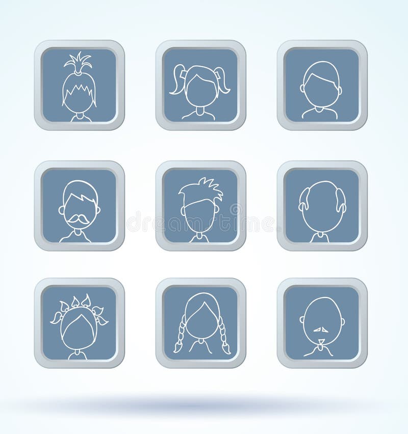 Simple Avatar Icons Set, Vector. Stock Vector - Illustration of ...