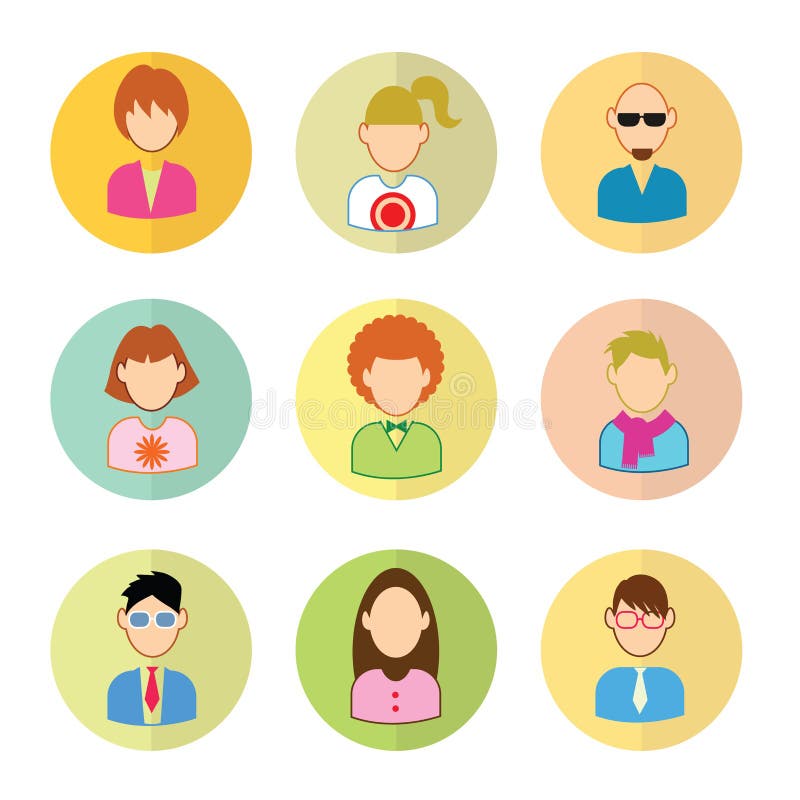 Simple Avatar Icons Set, Vector. Stock Vector - Illustration of drawing ...