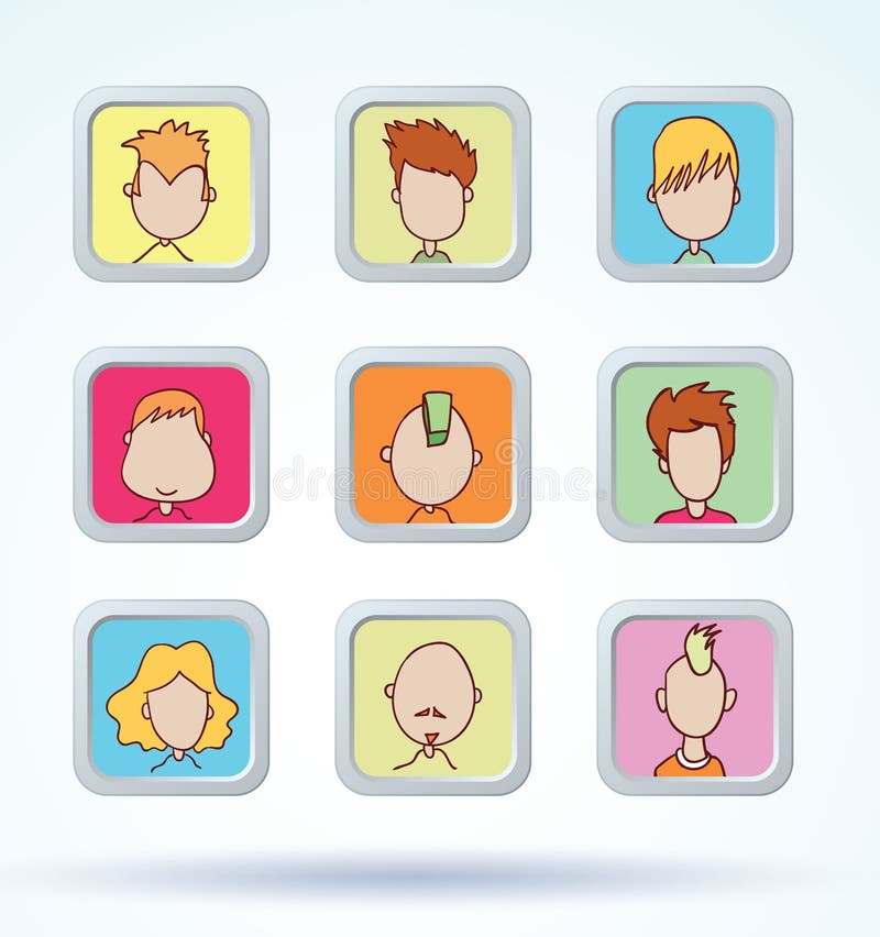Simple Avatar Icons Set, Vector. Stock Vector - Illustration of adult ...