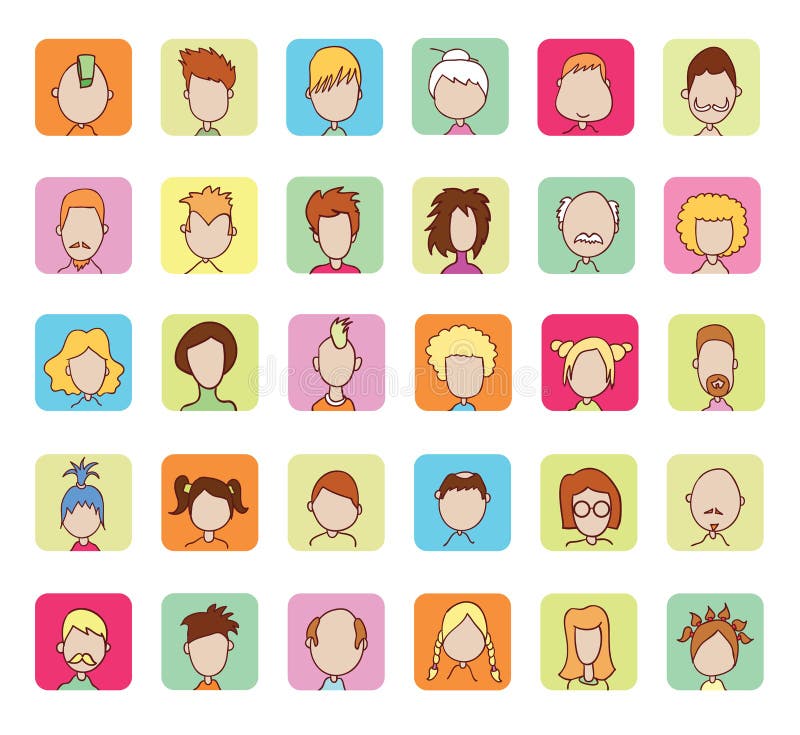 Simple Avatar Icons Set, Vector. Stock Vector - Illustration of ...