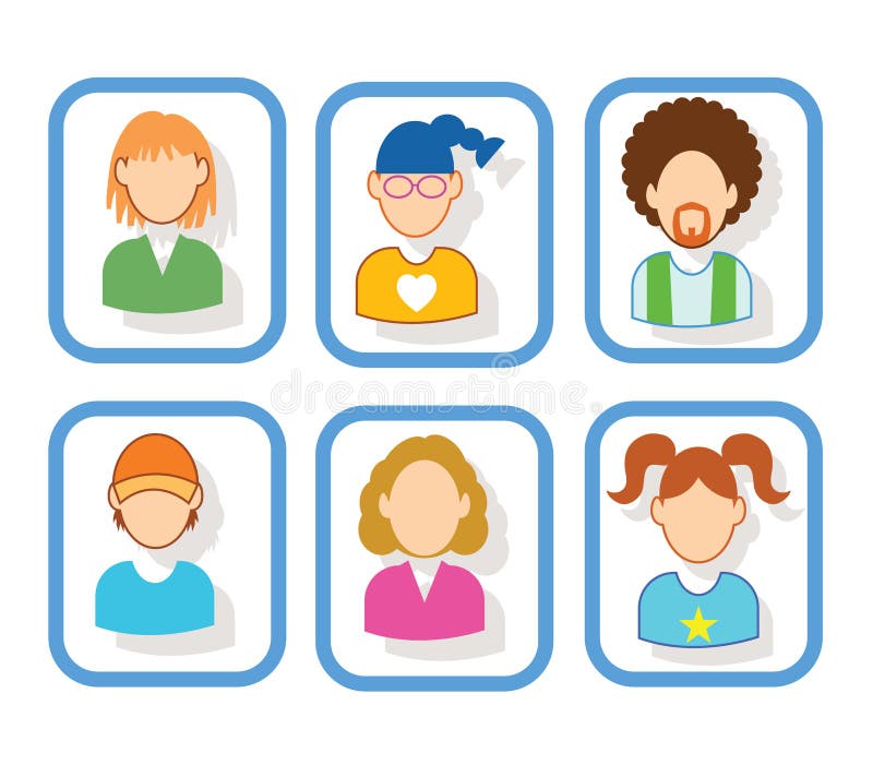 Simple Avatar Icons Set, Vector. Stock Vector - Illustration of emotion ...