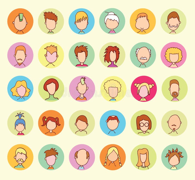 Simple Avatar Icons Set, Vector. Stock Vector - Illustration of ...