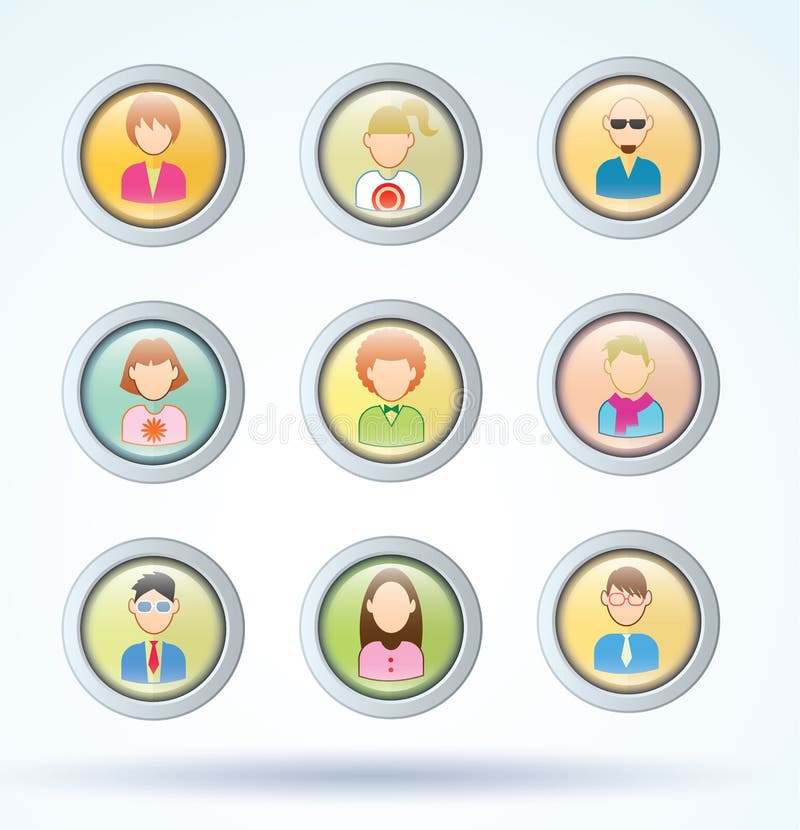 Simple Avatar Icons Set, Vector. Stock Vector - Illustration of face ...