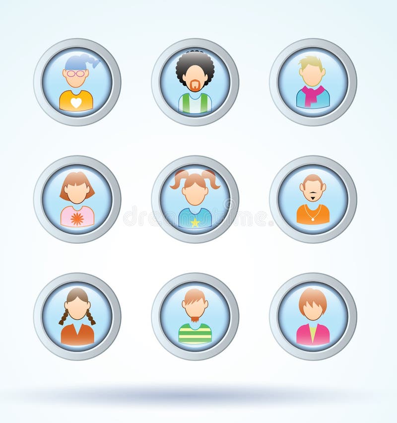 Simple Avatar Icons Set, Vector. Stock Vector - Illustration of adult ...