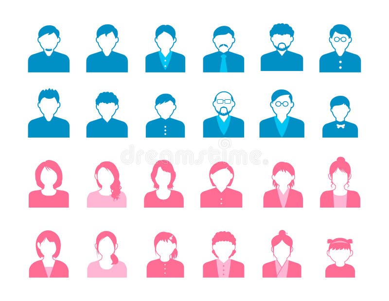 Simple Avatar Portrait Icon Illustration Set Stock Vector ...