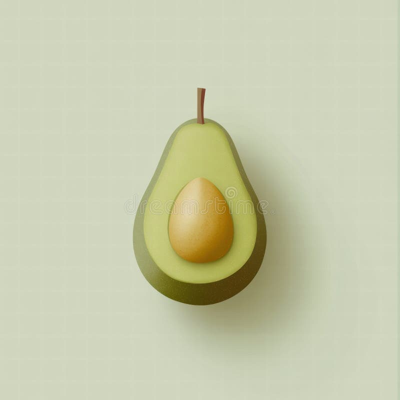 Simple Avocado Shape with Seed and Ample Copy Space for Creative Text ...