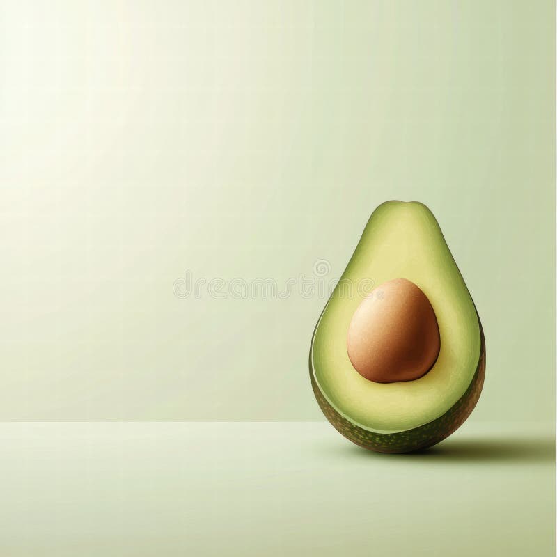 Simple Avocado Shape with Visible Seed on a Pale Green Background for ...