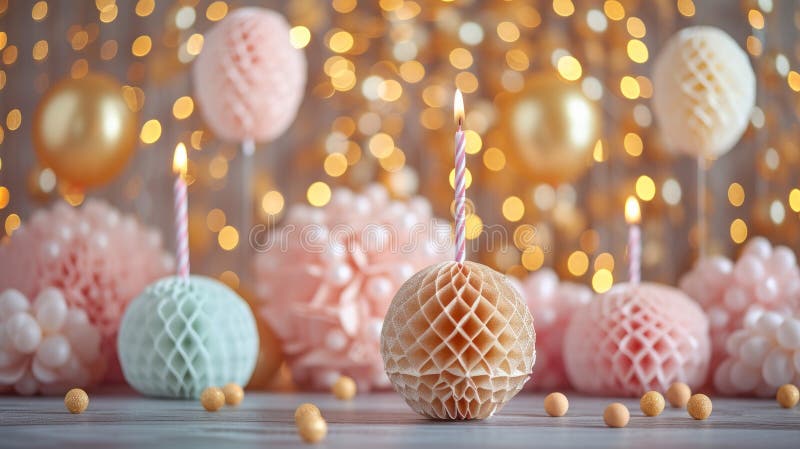 Simple Backdrop Adorned with Tasteful Birthday Decorations, Radiating ...